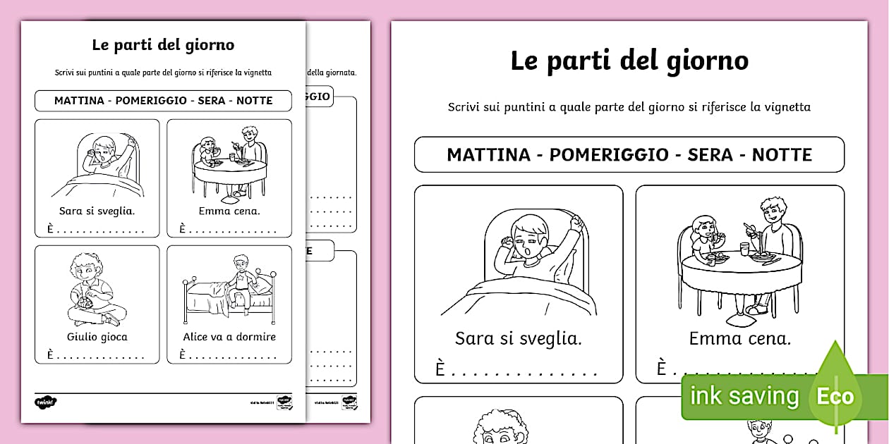 Schede Didattiche sulle Parti del Giorno (Teacher-Made)