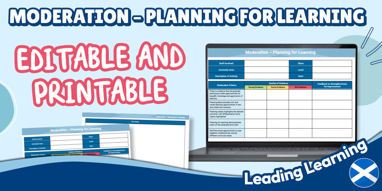 Moderation Audit - Planning for Learning Template