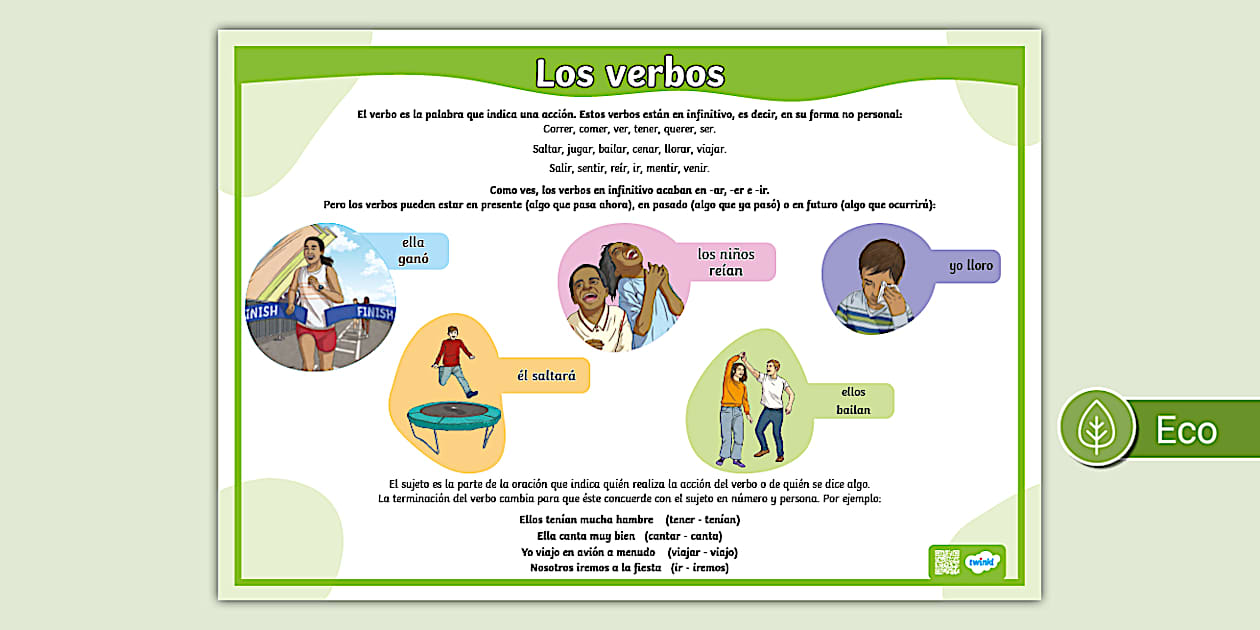 Póster: Los Verbos (Hecho por educadores) - Twinkl