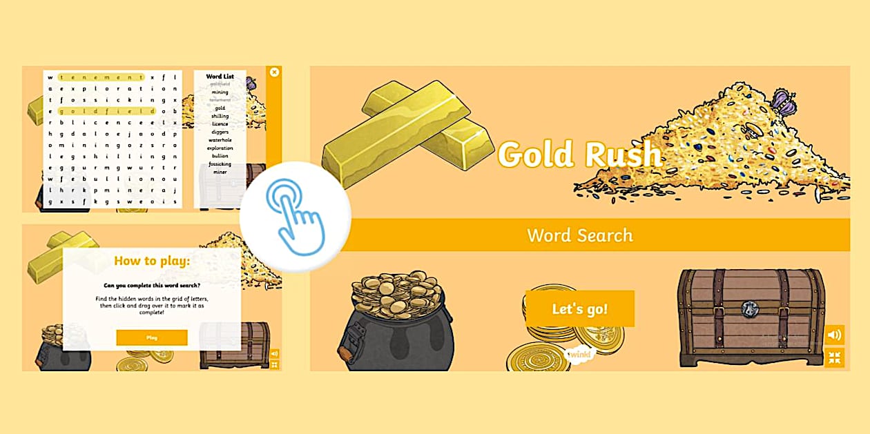 Gold Rush Word Search (teacher made) - Twinkl