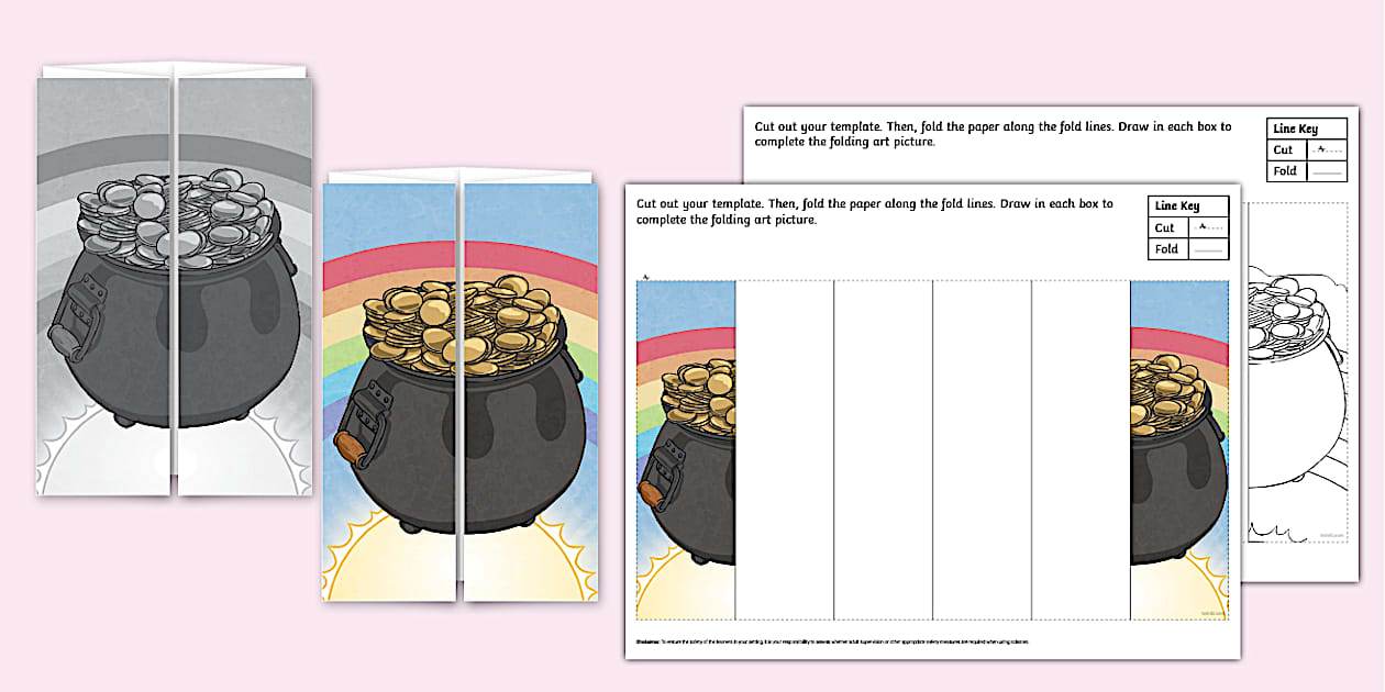 Pot of Gold Folding Art Template (teacher made) - Twinkl