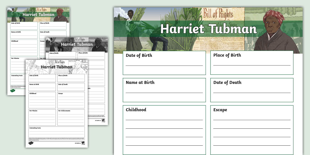 Harriet Tubman Fact File Template (Teacher-Made) - Twinkl