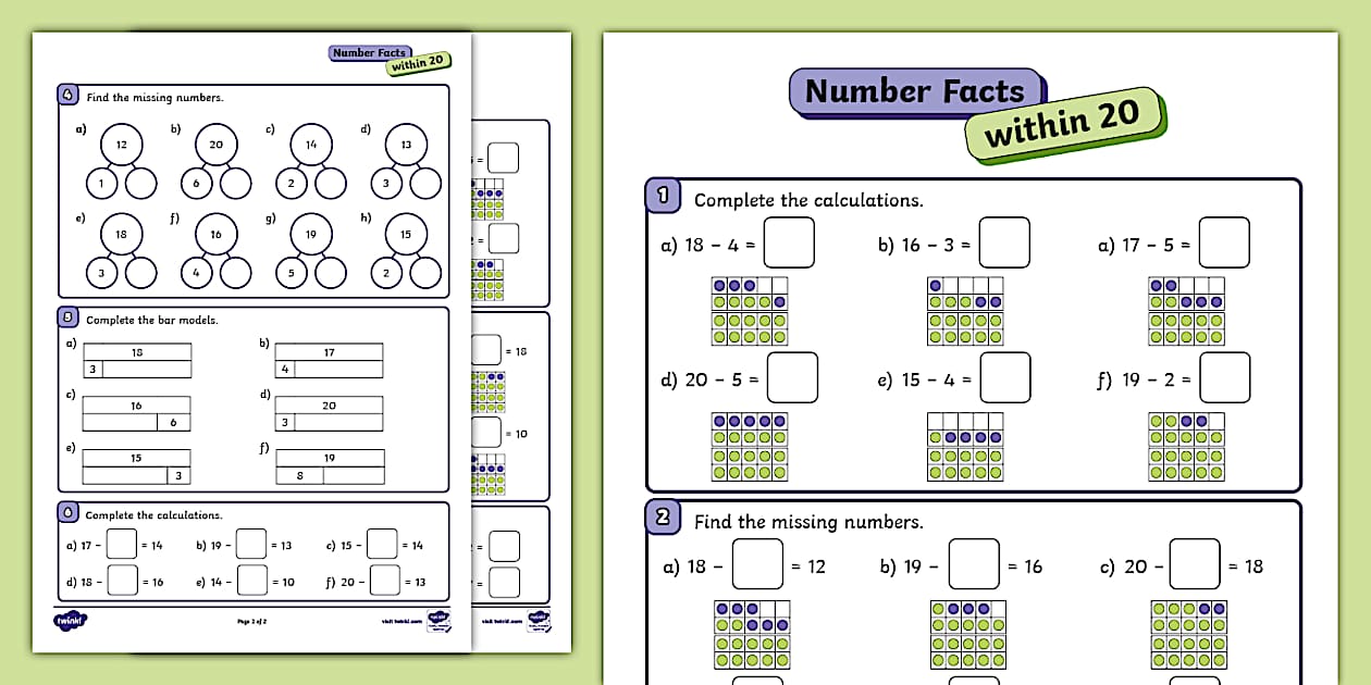 👉 KS1 KIRF Number Facts within 20 Activity Sheet - Twinkl