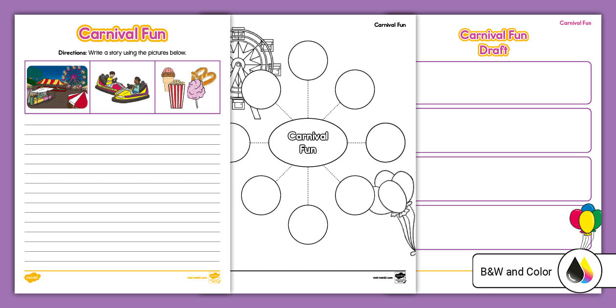 First Grade Carnival Fun Write a Story Activity - Twinkl