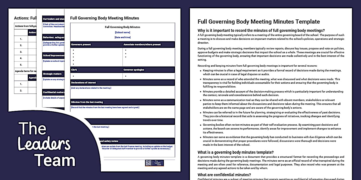 Governing Body Minutes Template - SLT (teacher made)