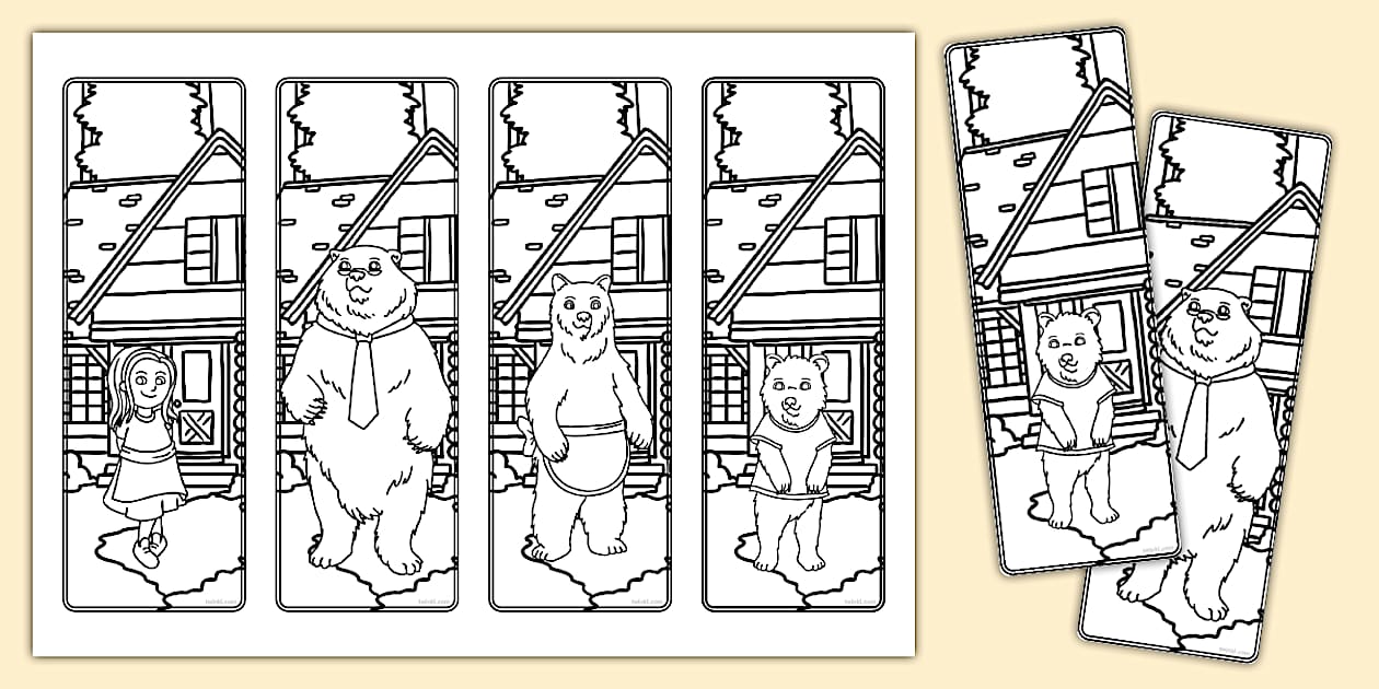 Goldilocks and the Three Bears Colouring Bookmarks - Twinkl