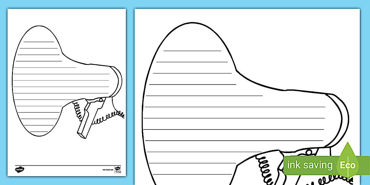 Megaphone Writing Template (professor feito) - Twinkl