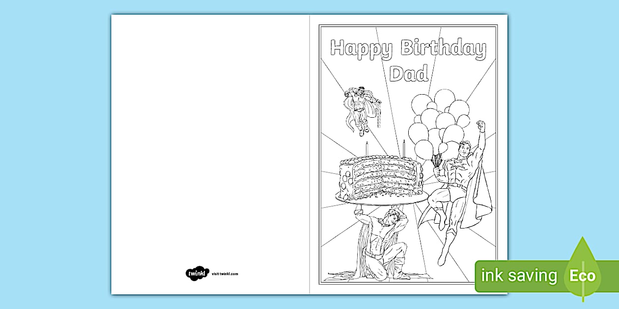 Happy Birthday Dad Colouring Card
