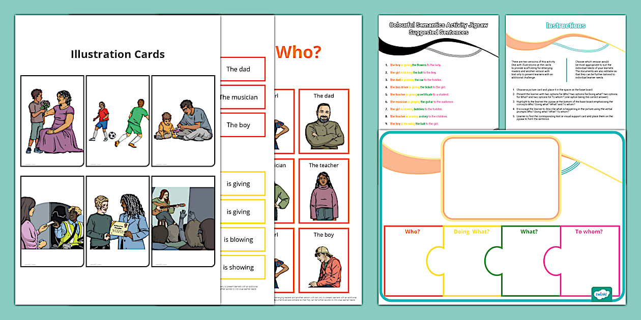 Colourful Semantics Activity Jigsaw Who? + Doing What? + What? + To Whom?