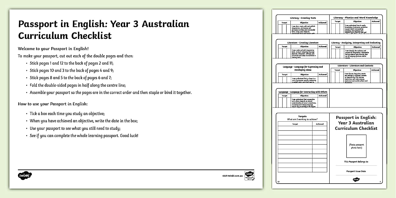 Year 3 Passport in English (teacher made) - Twinkl