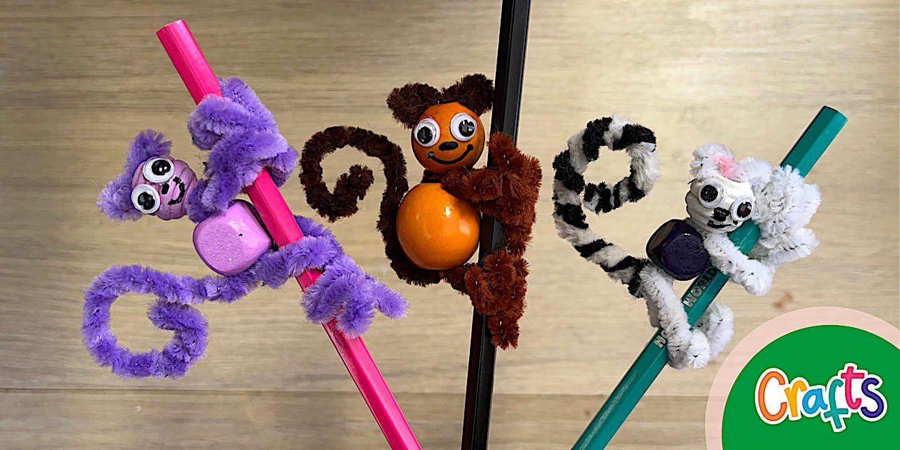 Pipe Cleaner Monkey Pencil Topper | Twinkl Crafts - Twinkl