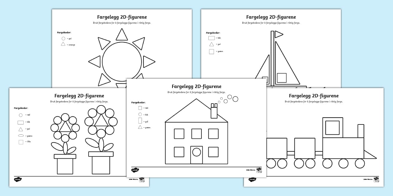 Fargelegg 2D-figurene | Aktivitetsark (teacher made)
