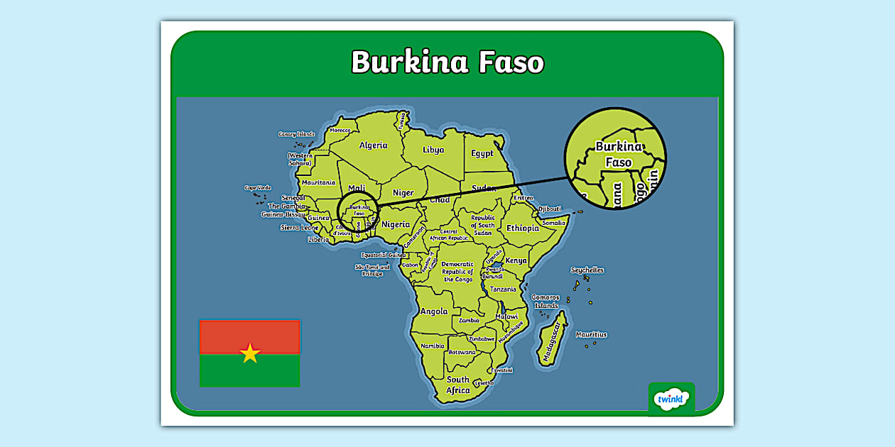 Burkina Faso in Africa Map Display Poster