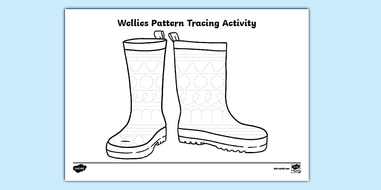 Wellies Pattern Tracing Activity - Twinkl - KS1 - Twinkl