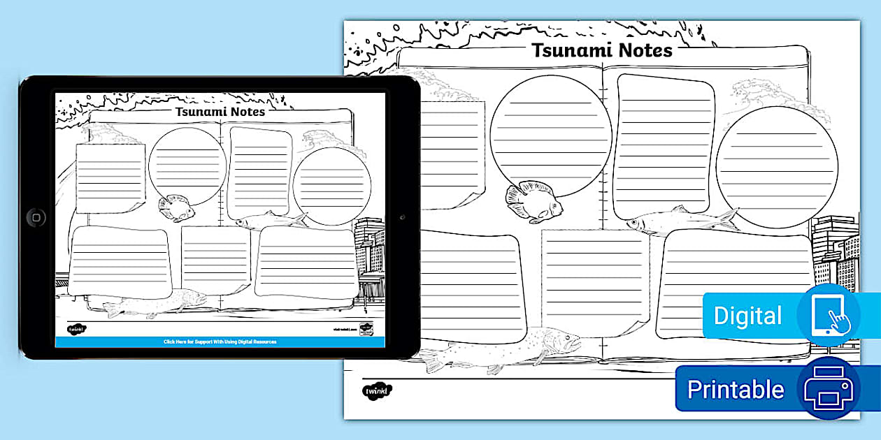 Tsunami Notes Graphic Organizer for 6th-8th Grade - Twinkl