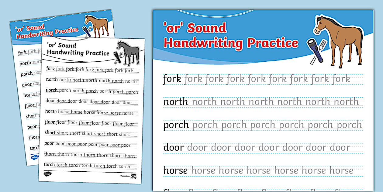 'or' Sound Handwriting Practice Worksheet (teacher made)
