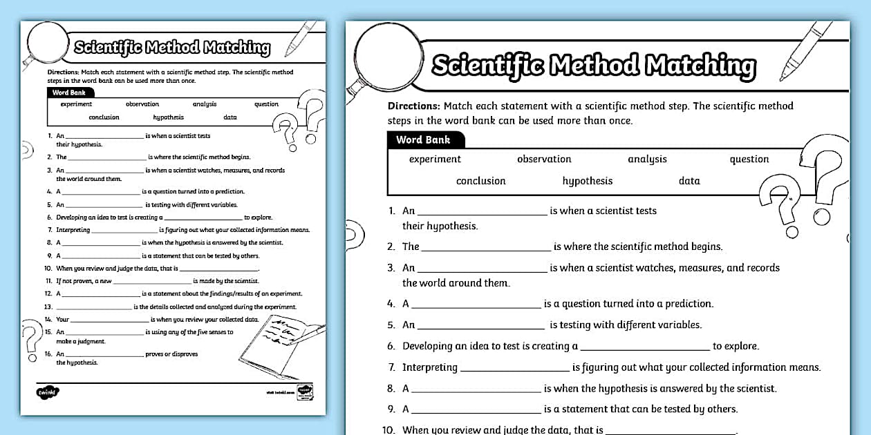 Scientific Method Worksheet (teacher made) - Twinkl
