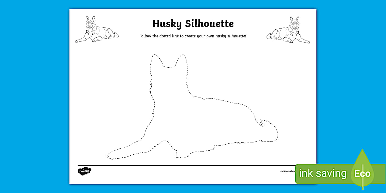 Husky Silhouette Drawing Activity (teacher made) - Twinkl