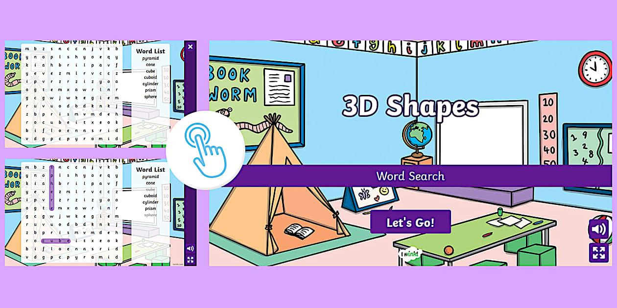 Interactive 3D Shape Word Search | Twinkl Go! (teacher made)