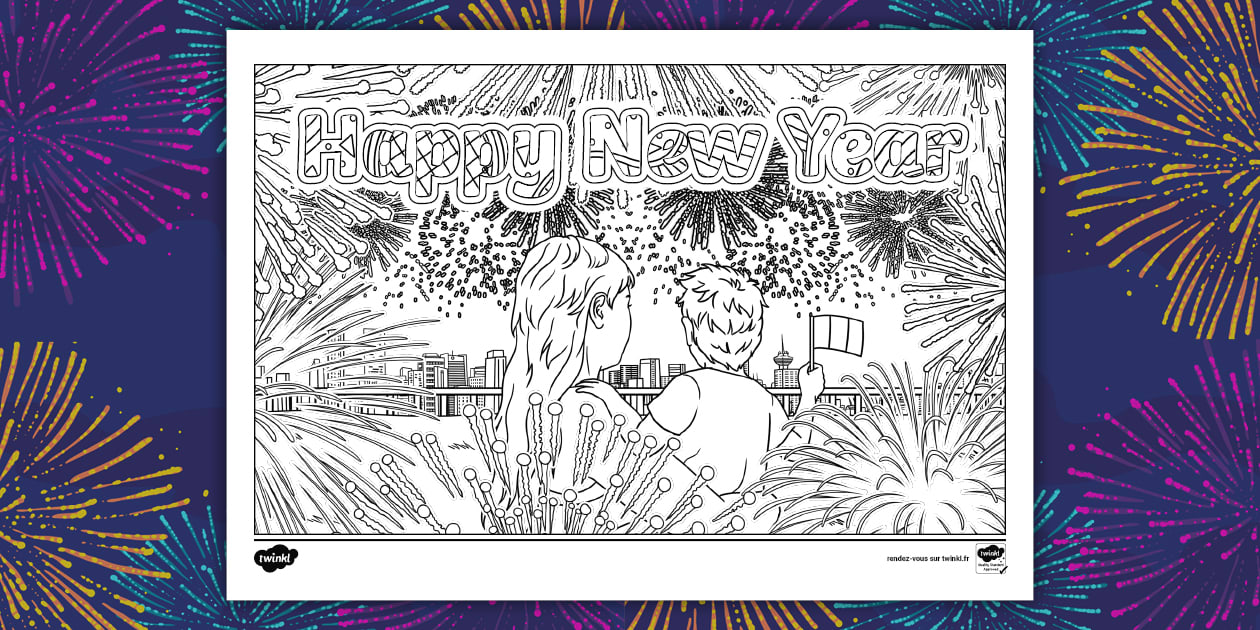 Coloriage : Bonne Année - Anglais LV (Hecho por educadores)