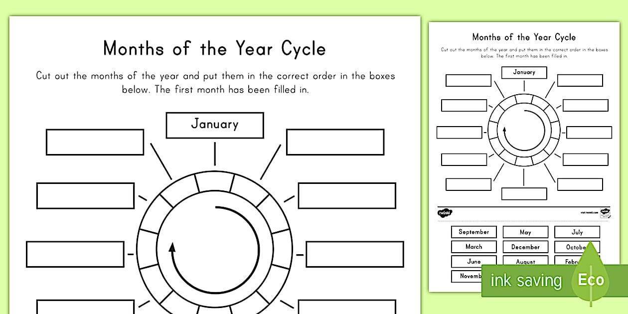 Months of the Year Cut and Paste Worksheet (teacher made)