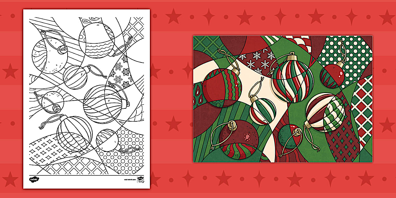 Christmas Bauble Pop Art Colouring Page (Teacher-Made)