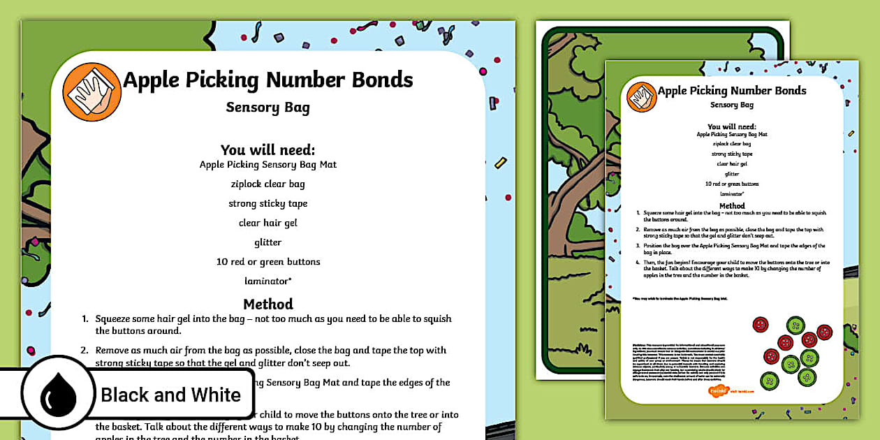 Apple Picking Number Bonds to 10 Maths Activity Sensory Bag