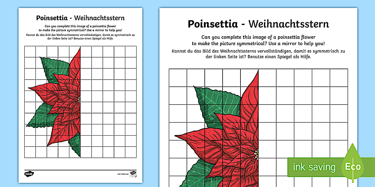 KS2 Poinsettia Worksheet / Worksheet - English/German