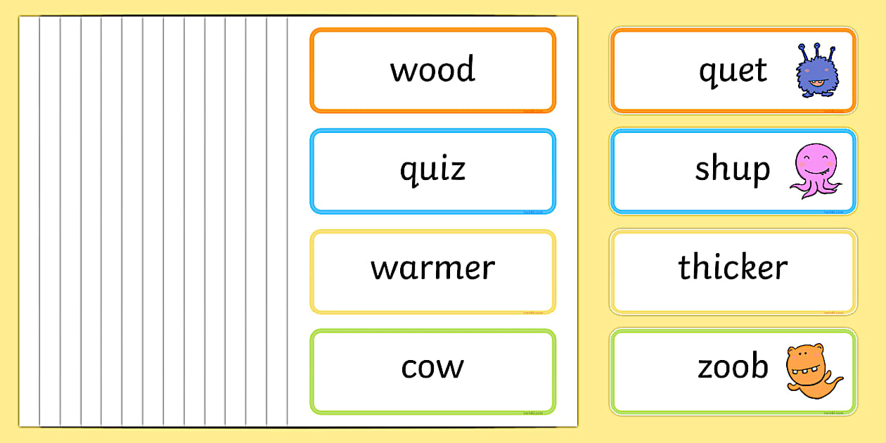 Dyslexic Phase 3 Real and Nonsense Words Word Cards - Twinkl
