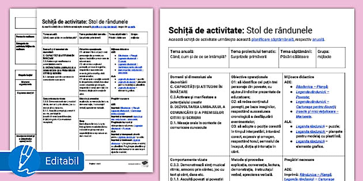Păsări călătoare: Stol de rândunele – Schiță grupa mijlocie