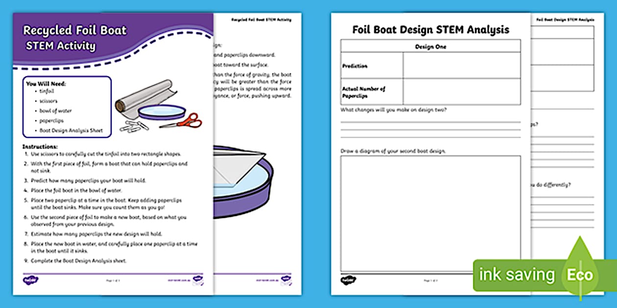 TAS Recycled Foil Boat STEM Activity (teacher made) - Twinkl