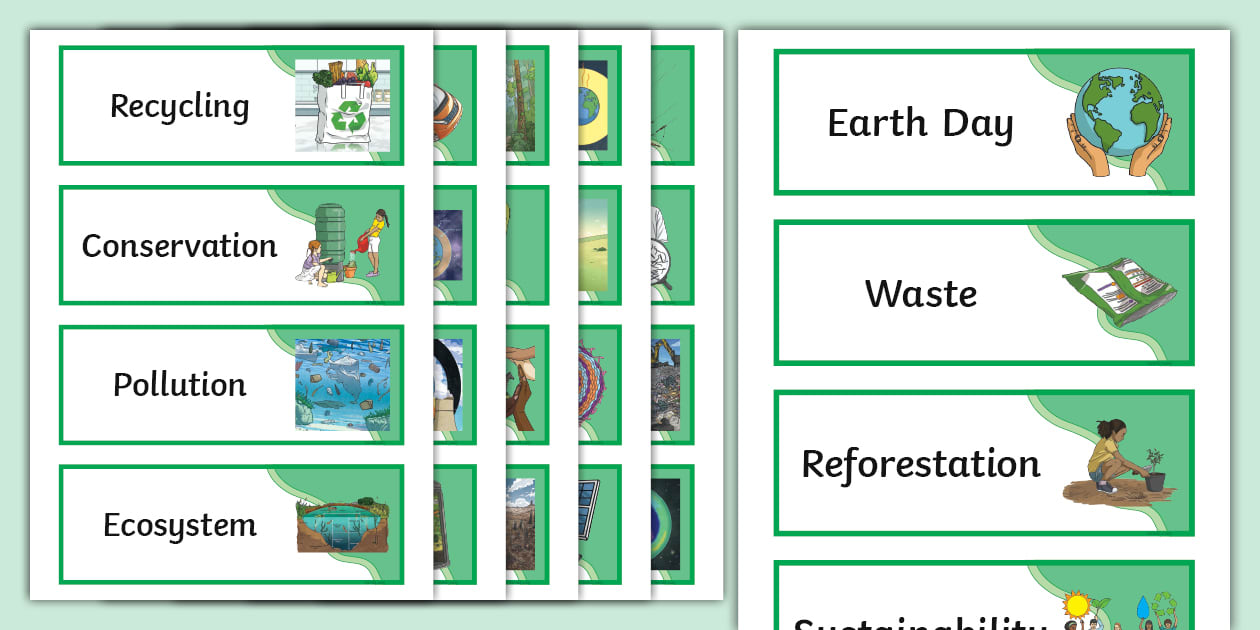 Earth Day Vocabulary Word Wall Cards (teacher made) - Twinkl