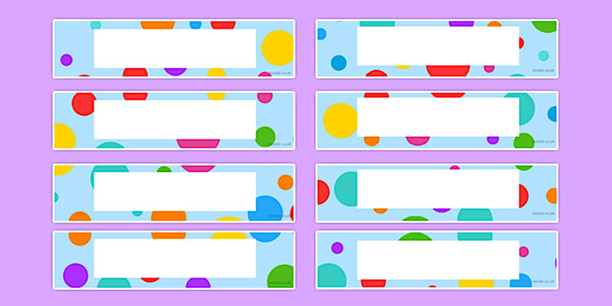 Editable Multi-Coloured Polka Dot Tray Labels (teacher made)