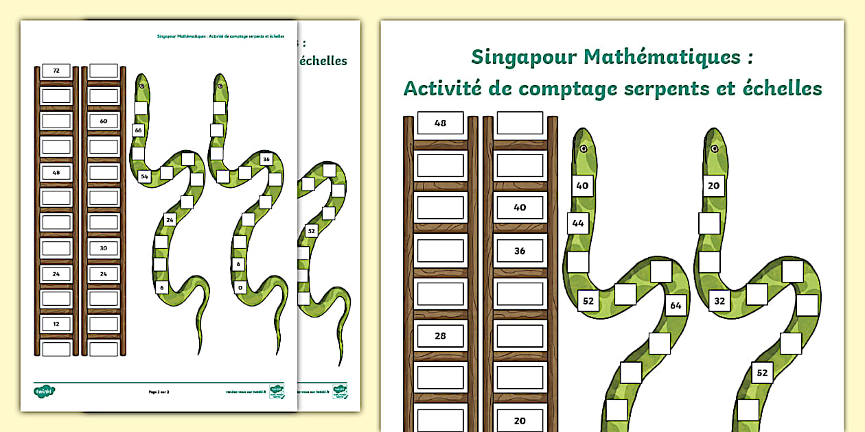 Singapour Mathématiques : Activité de comptage serpents et échelles