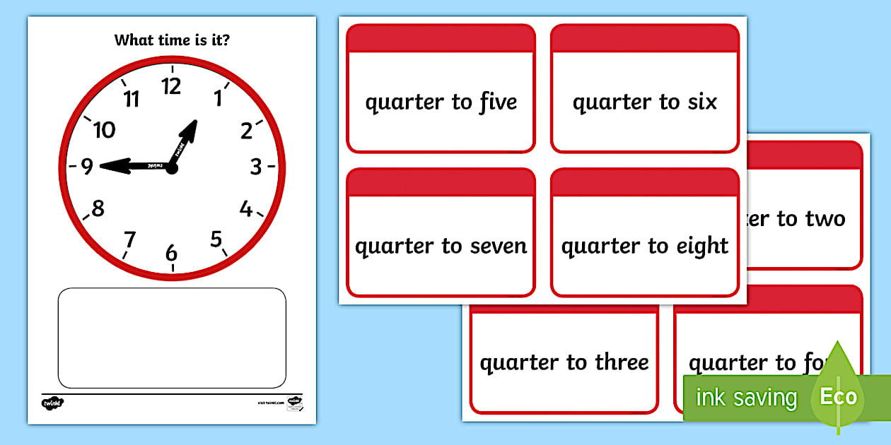 Clock Matching Game - Quarter To (teacher made) - Twinkl
