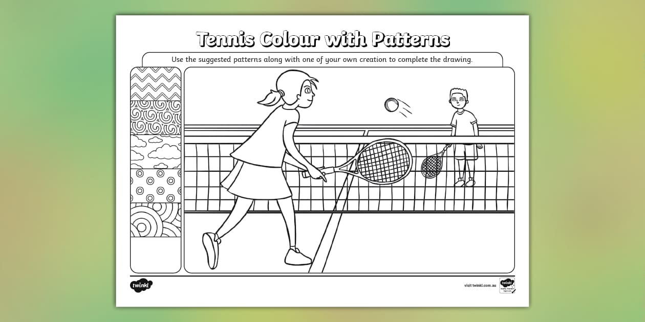 Tennis Colour with Patterns Activity (teacher made) - Twinkl