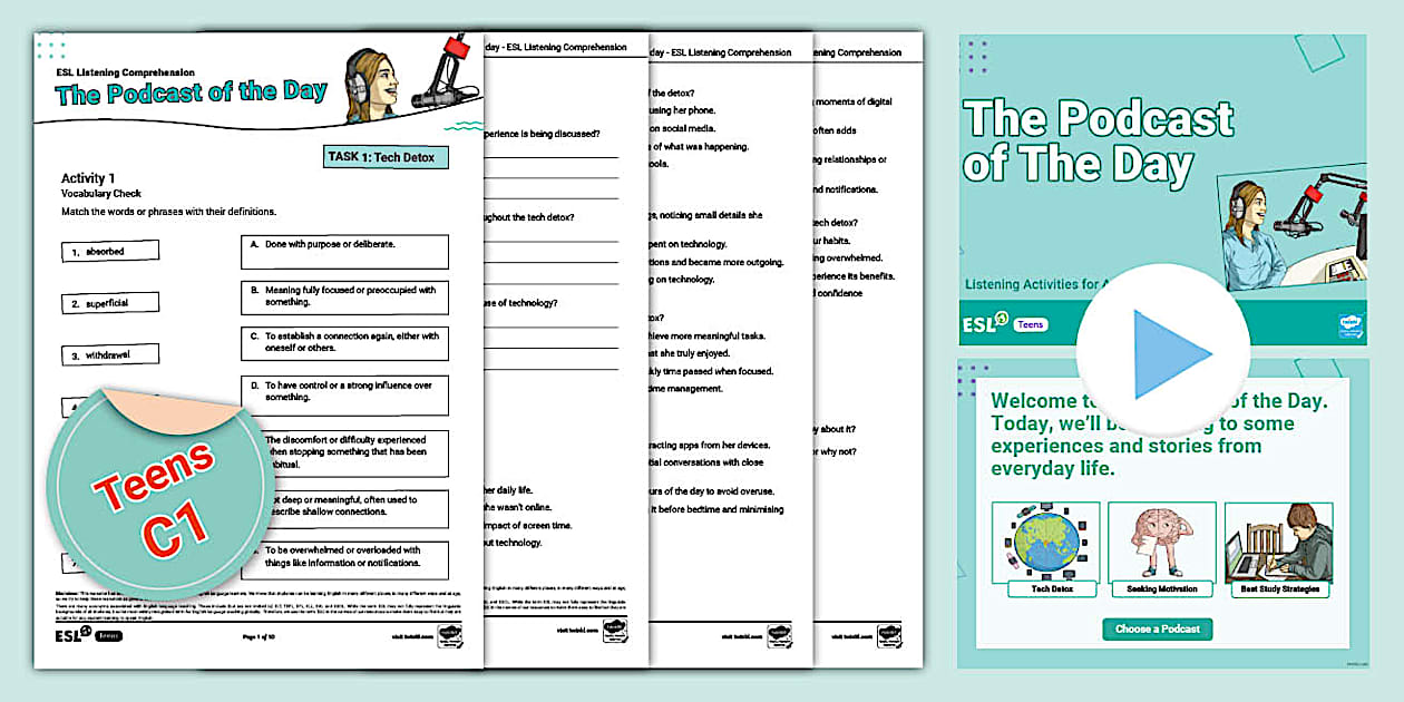 The Podcast of the Day Listening Comprehension - Twinkl