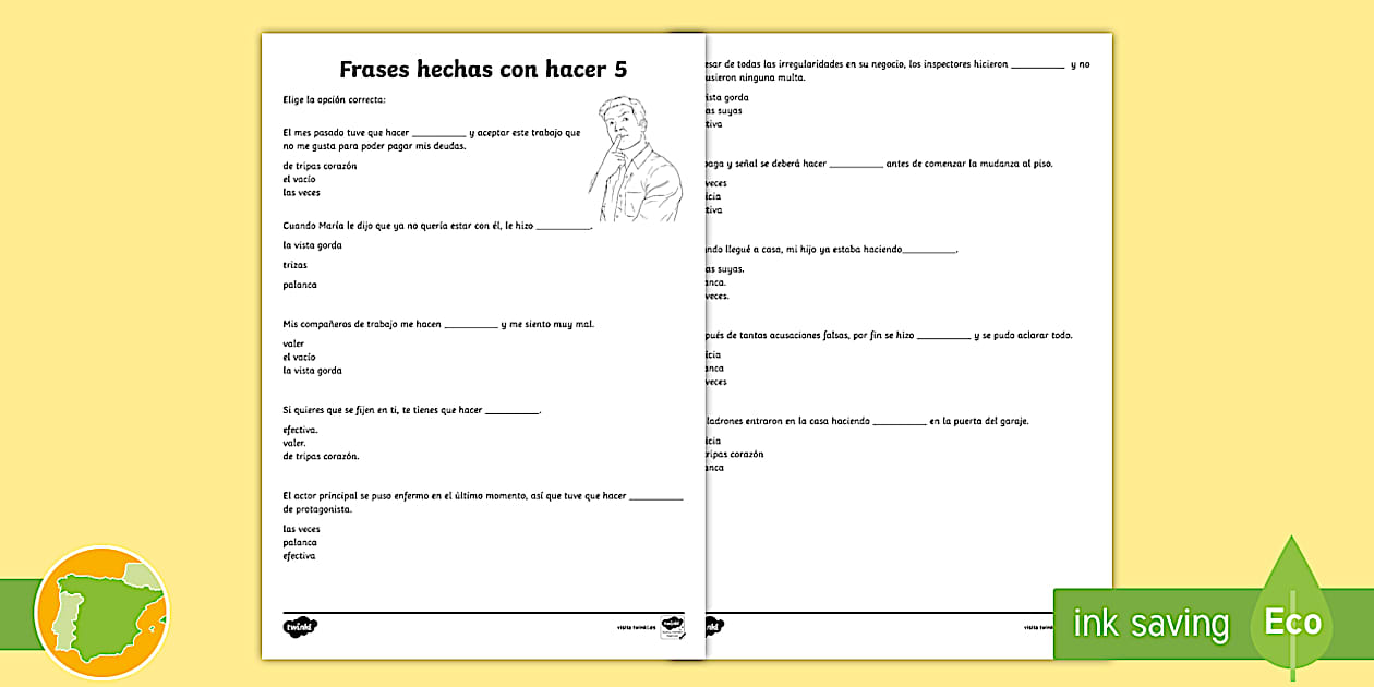 Ficha de actividad: Elige frases hechas con hacer 5 - Twinkl