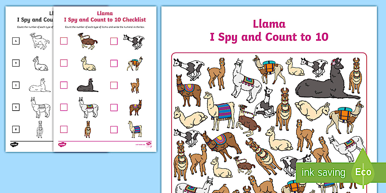 Llama I Spy and Count Activity to 10 (teacher made) - Twinkl