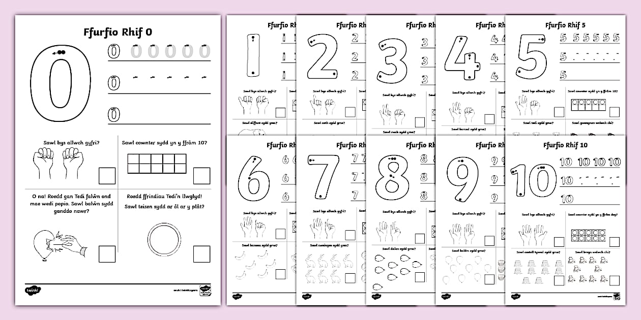 Pecyn Taflenni Ffurfio Rhifau 0 i 10 (teacher made) - Twinkl