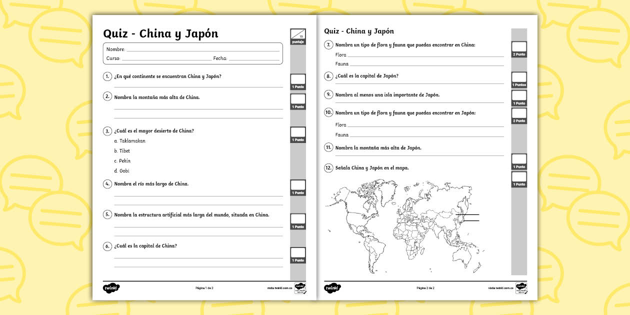 Quiz: China y Japón (teacher made) - Twinkl