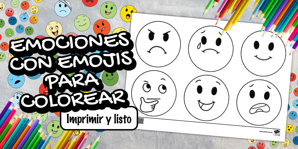 😊 Ficha: Emociones con emojis para colorear