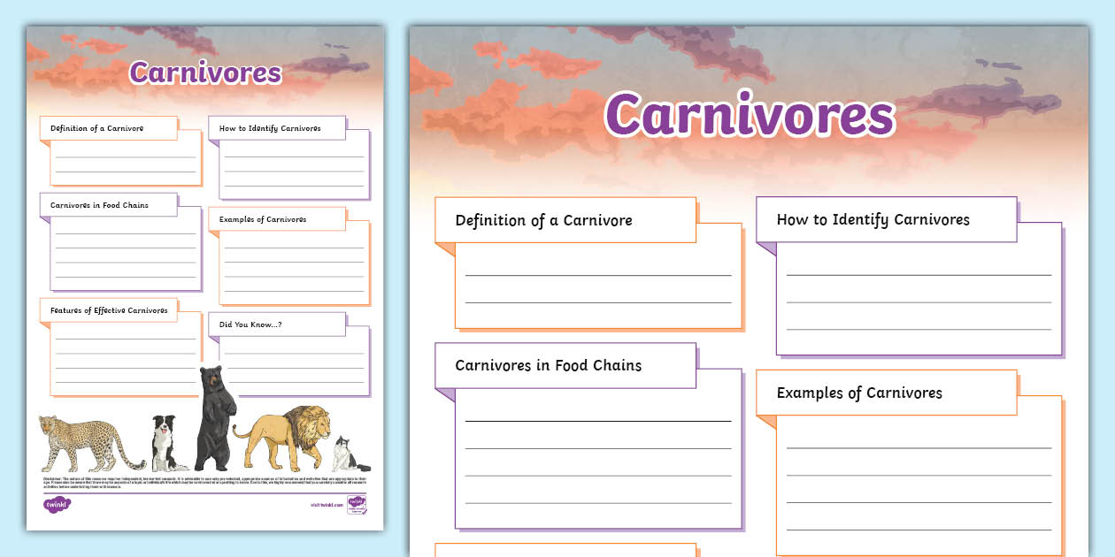 Carnivores Fact File Template (Teacher-Made) - Twinkl