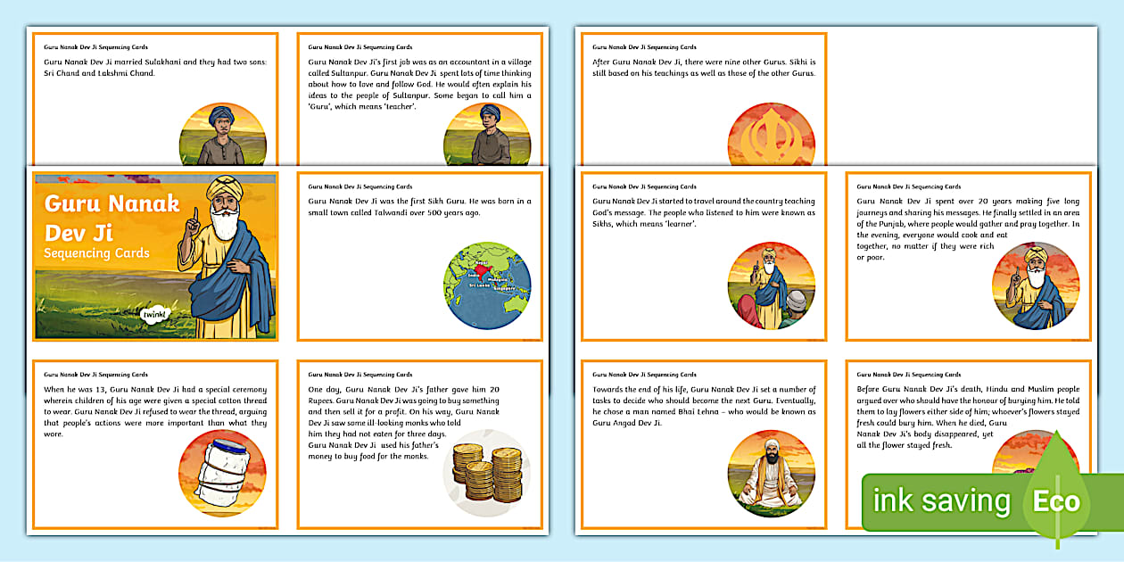 KS2 Guru Nanak Story Sequencing Cards (teacher made)