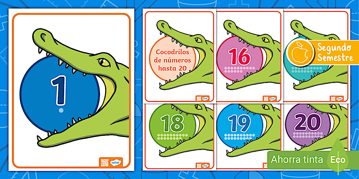 Poster: Cocodrilo de números hasta 20 - Twinkl