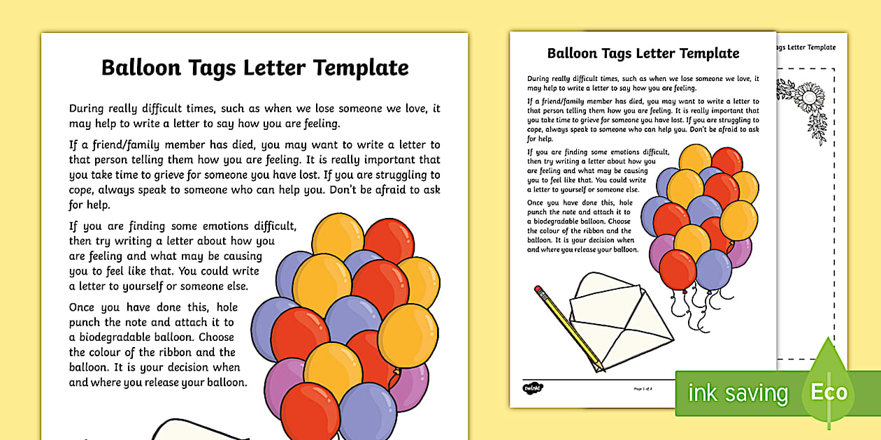 Black and White Letter Template for Balloon Tags Worksheet