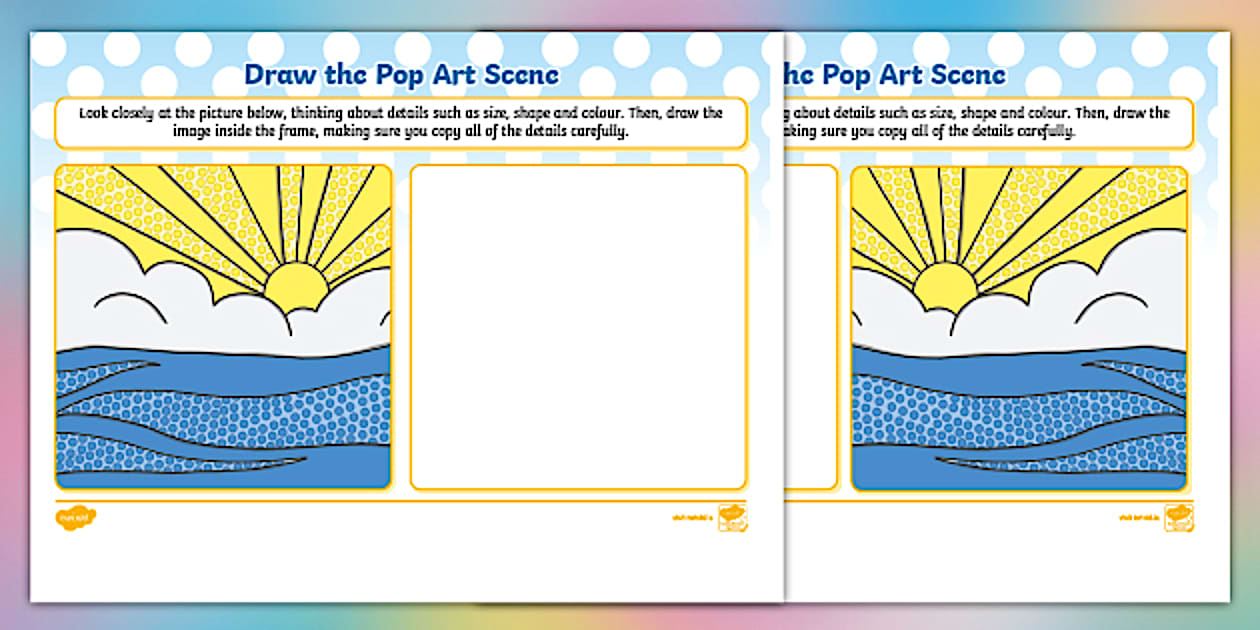 Draw the Pop Art Scene Worksheet (teacher made) - Twinkl