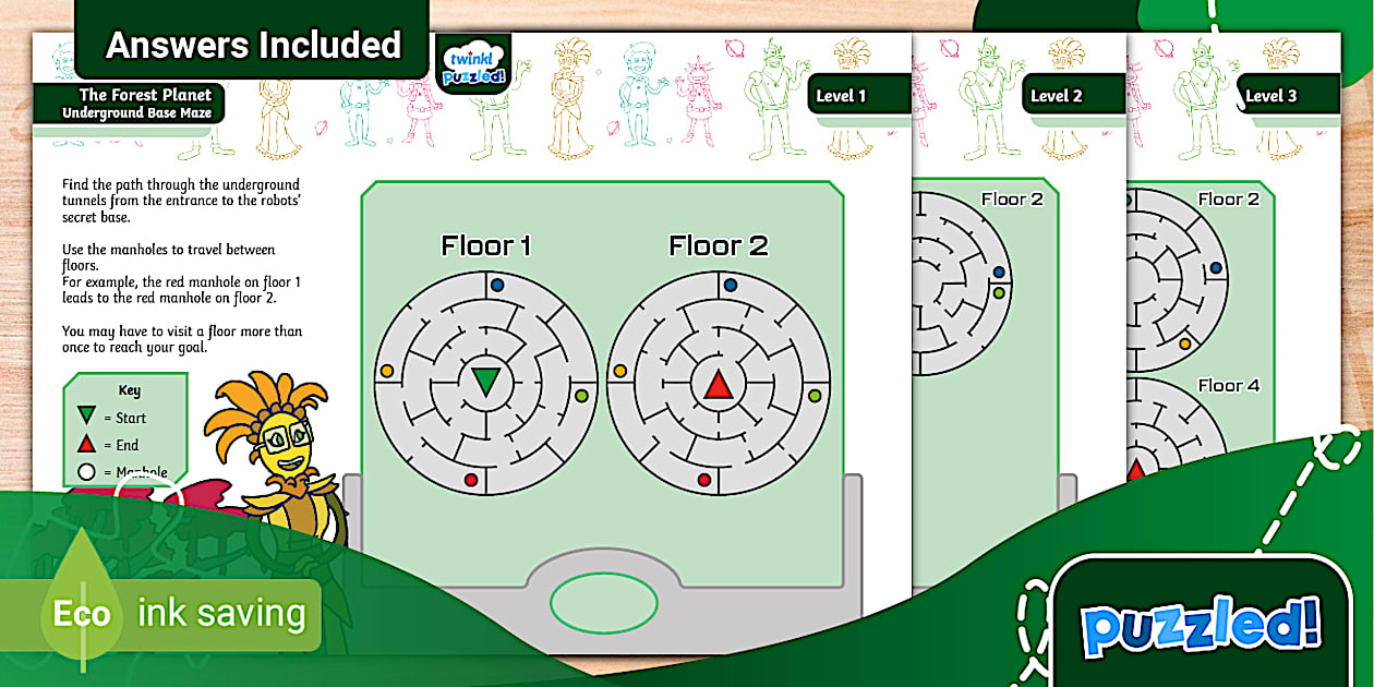 The Forest Planet Underground Maze - Twinkl - Kids Puzzles