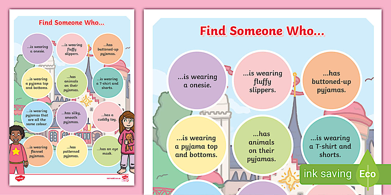 Find Someone Who...Editable Pyjama Day Activity - Twinkl