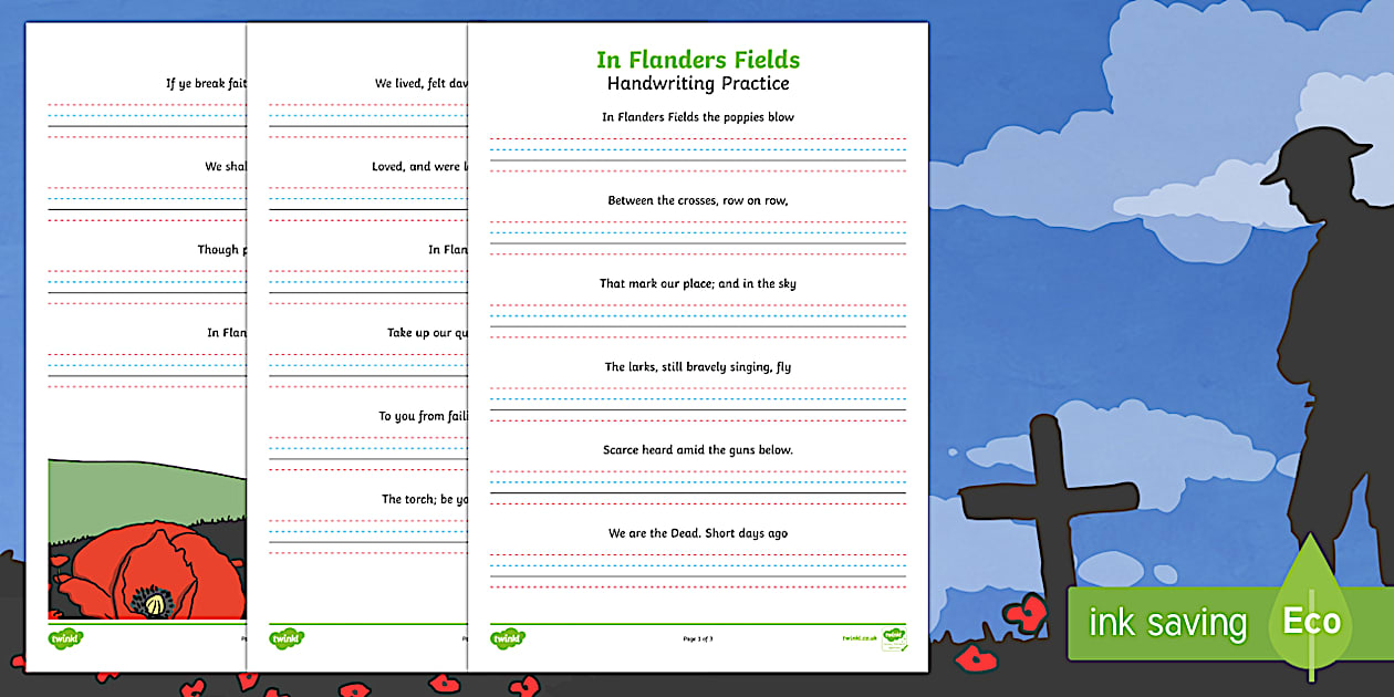 In Flanders Fields Hand Writing Worksheet / Worksheet